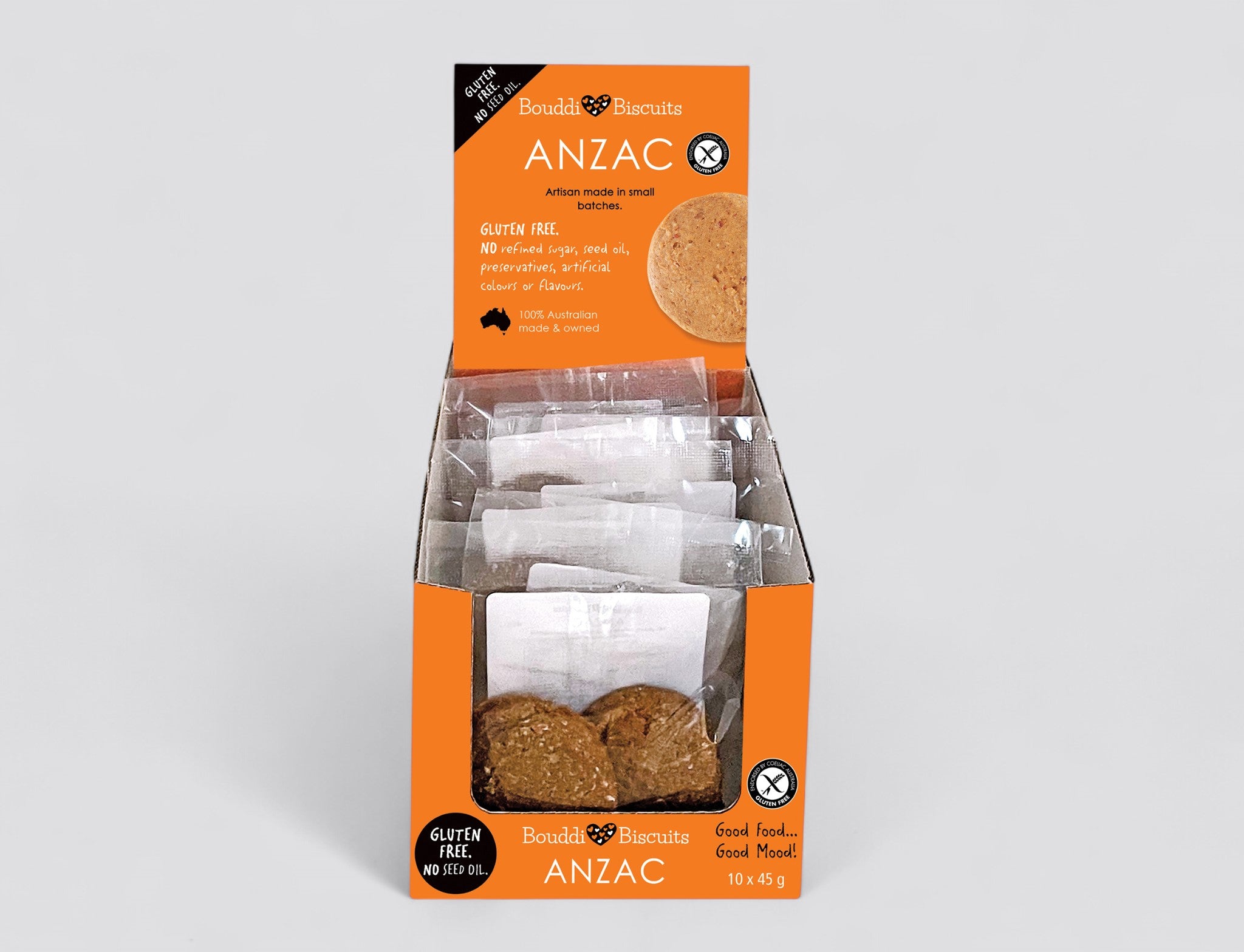 Bouddi Biscuits | Anzac (x3) Gluten Free Biscuits - Display Box (3 ...